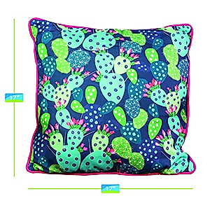 Sun-Ray 214009 Seat Cushion with Flame Retardant Filling, Green/Pink