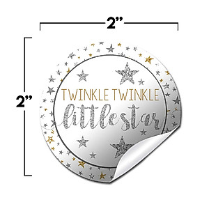 Twinkle Twinkle Little Star Gender Neutral Baby Sprinkle Baby Shower Thank You Sticker Labels, 40 2" Party Circle Stickers by AmandaCreation, Great for Party Favors, Envelope Seals & Goodie Bags