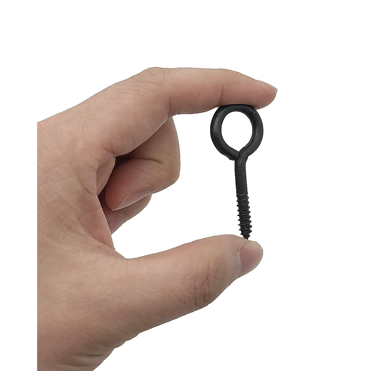 Screw Eyes, 2 Inch Metal Eye Hook, Zinc Plated Self Tapping Screw Hooks Ring, Eyelet Screws Black 30 Pcs