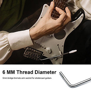 harpfeas 6 MM Thread Tremolo Arm Electric Guitar Tremolo Arm Thread Metal Single Tremolo Arm Whammy Bar with Tip for Stratocaster Electric Guitar Tremolo System (Chrome)