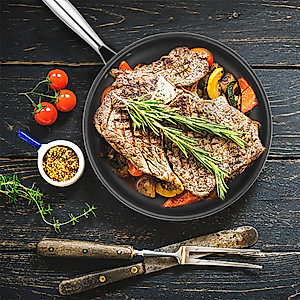 Homikit Nonstick Frying Pan 12 Inch, Large Non Stick Stainless Steel Skillet, Kitchen PFOA Free Cookware Healthy Induction Cooking Fry Pan, Deep Omelette Egg Pan with Handle, Non-stick & Oven Safe