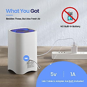 ROSEKM Small Air Purifiers for Desktop, HEPA Air Purifiers for Office, Bedroom, Home, Car, Small Room, Mini Air Purifier Air Cleaner for Smoke, Dust with Fragrance Sponge & Night Light
