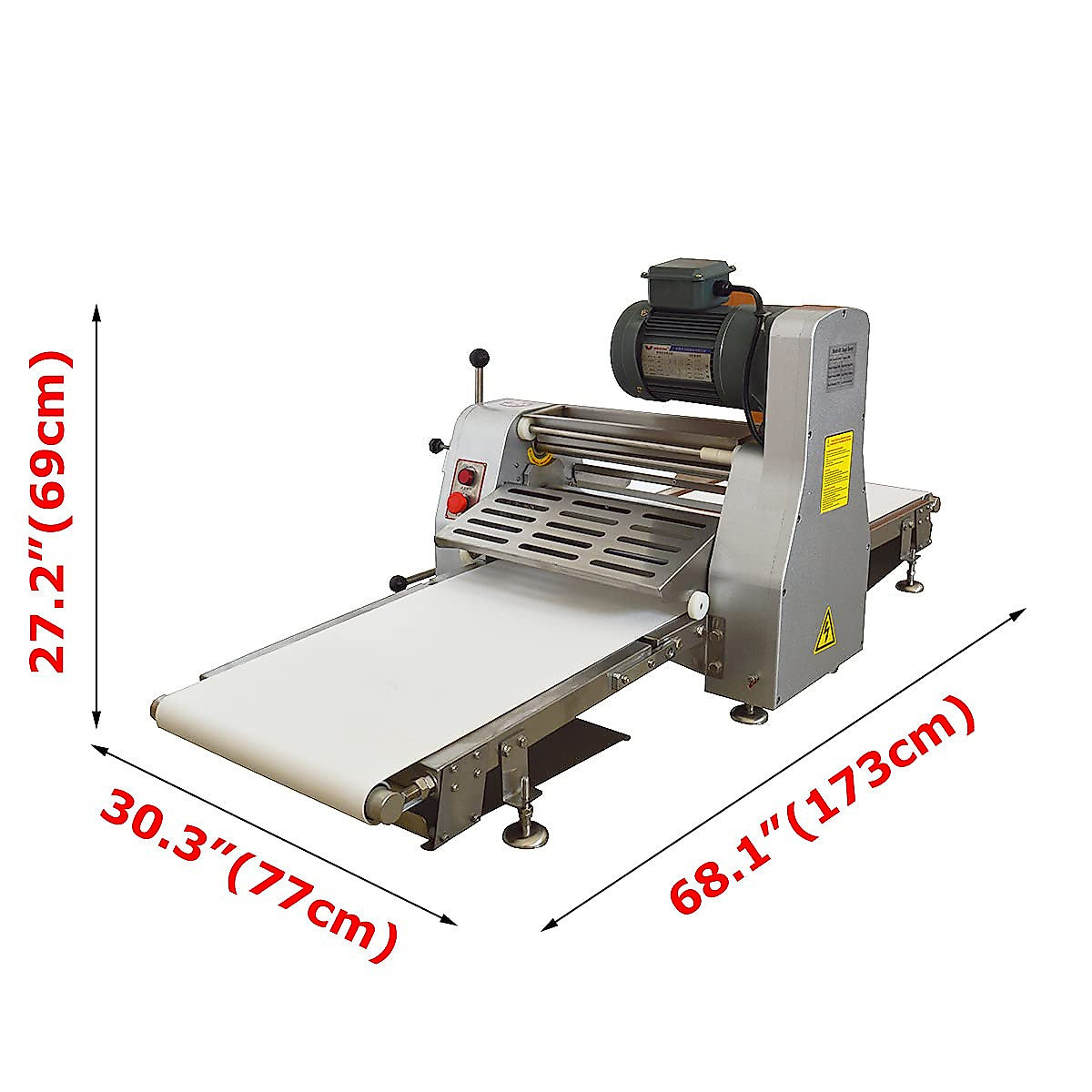 TECHTONGDA Commercial Dough Sheeter Laminated Dough Sheeter Fondant Flattener Pastry Sheeter Countertop Pizza Pasta Press Machine with 65x15.7" Conveyor Belt Professional Bakery Equipment