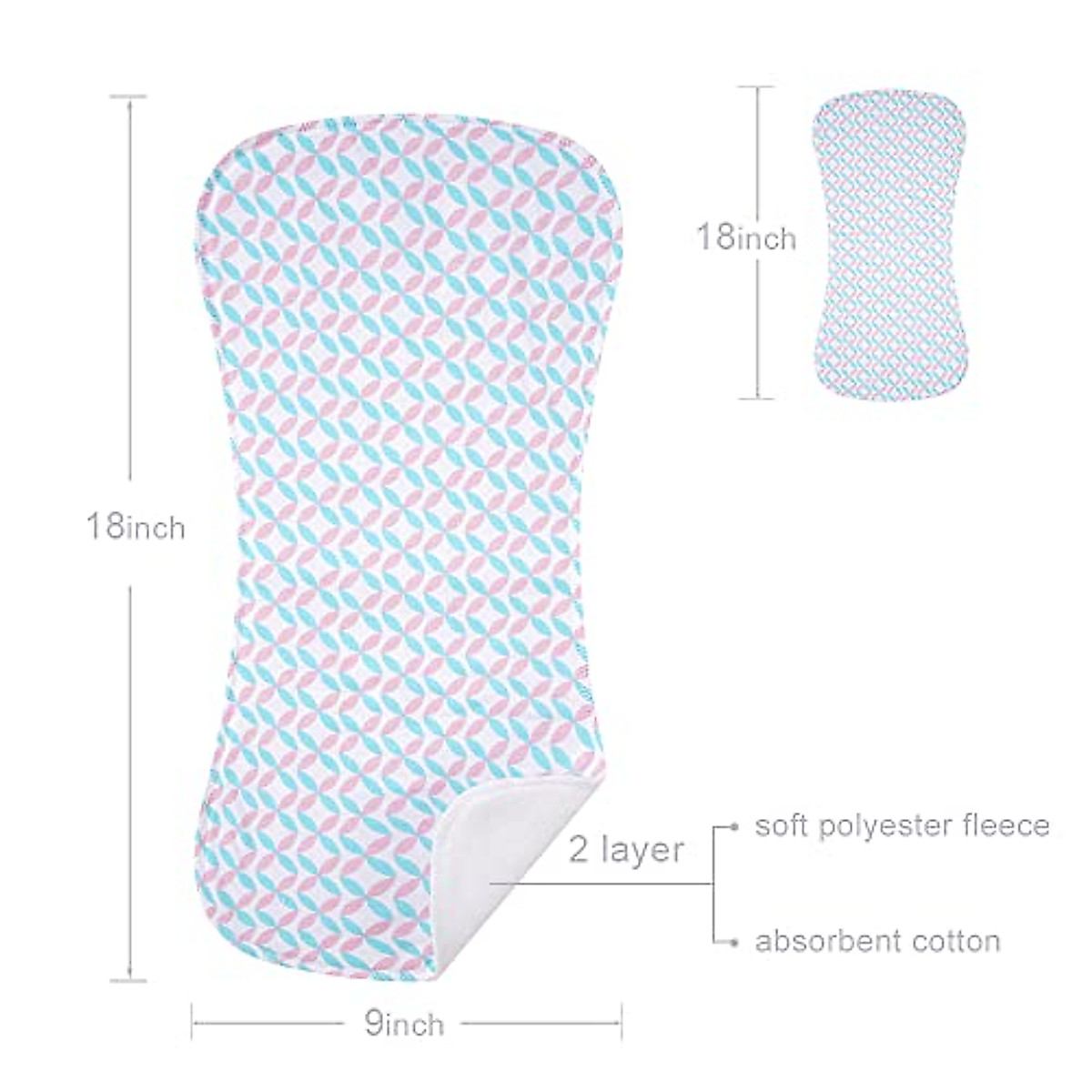 6 Pack Cotton Baby Burp Cloths Extra Absorbent Soft for Baby Boys and Girls (Pink02)