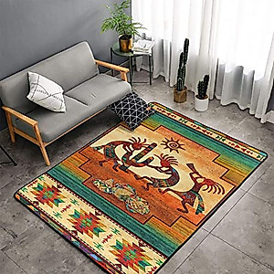ZHUBAJIE Southwest Native American Kokopelli Area Rugs Home Decor Pad for Living Room Bedroom Bathroom Floor Mat Non-Slip Carpets2x3 ft