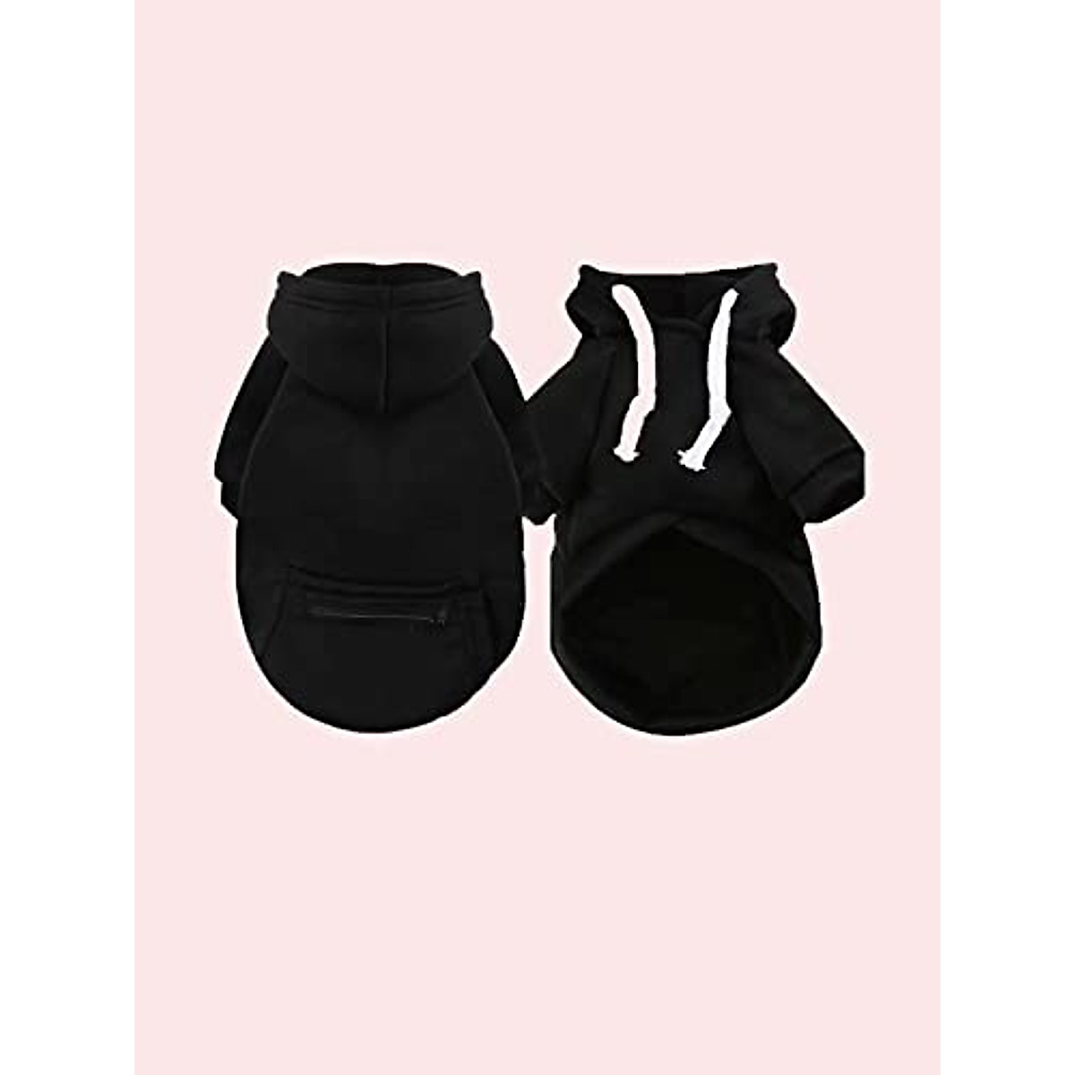 QWINEE Solid Drawstring Dog Hoodie Sweatshirt Dog Shirt Clothes for Small Medium Large Dogs Black M