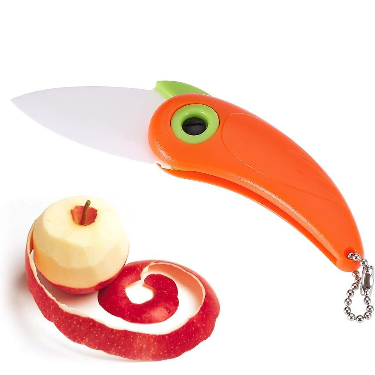 TOPINCN Ceramic Paring Knife Mini Kitchen Fruits Vegetable Ceramic Folding Handle Pocket Knife Camping Knives Cutting Tools 4 Colors (Red)