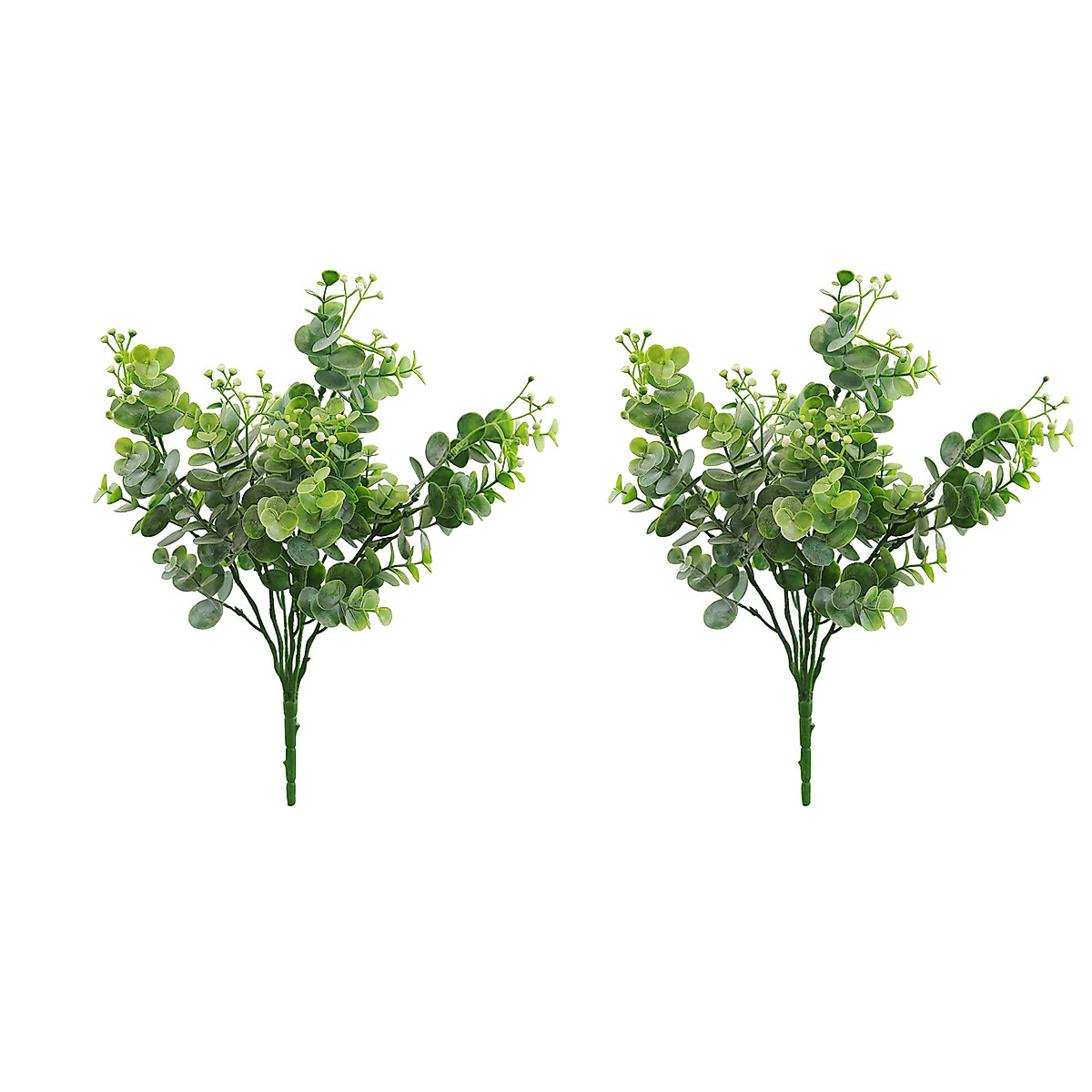 Season’s Need Decor 2 Bundles Artificial Boxwood Shrubs - Eucalyptus Greenery Stems - Fake Plants for Garden Home Porch Patio Window Box Bedroom Décor - Artificial Eucalyptus 15inches (Green)