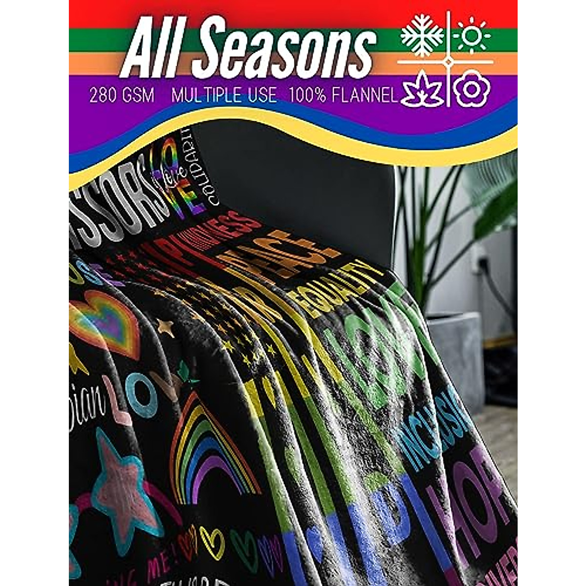 InnoBeta LGBTQ Blanket, LGBT Gifts for Gay, Lesbian, Transexual, Friends, Besties, Gay Pride, Rainbow, Soft Throw Blanket, 50x65 Inches, Lesbian