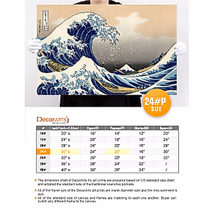 DECORARTS - The Great Wave off Kanagawa, Katsushika Hokusai Classic Art Reproductions. Giclee Canvas Prints Wall Art for Home Decor. 30x20