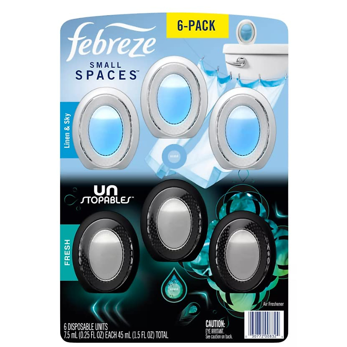 Febreze Small Spaces Air Freshener, 6 Pack, Linen & Sky & Fresh