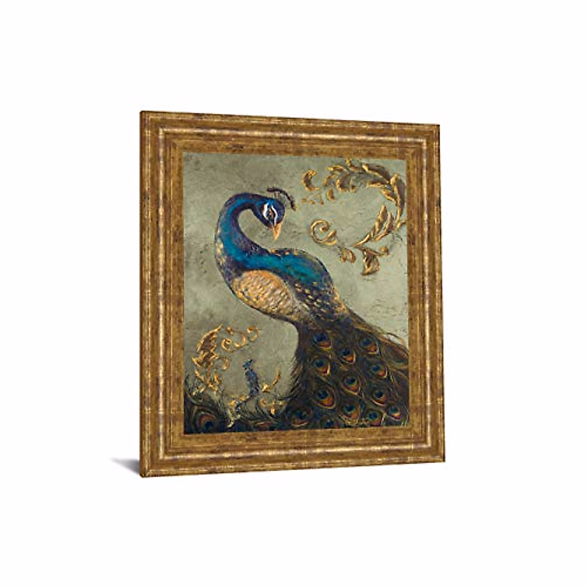 Classy Art Peacock On Sage Il by Tiffany Hakimipour Framed Print Wall Art, Blue