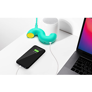 Travel Power Strip Surge Protector with USB, Portable Charging Station Extension Cord, Compact USB C Power Strip for Travel, Hotels, Home & Office (Green)