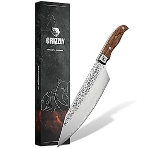 The Cooking Guild Chef Knife - 8 Inches - Grizzly Series - High Carbon Stainless Steel Chefs Knives - Rosewood Handle - Razor Sharp Chef's Knife Designed to Last a Lifetime