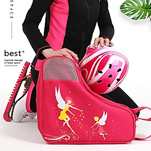 Ice Skate Bag Girls, Roller Skates Bag Inline Skate Bag Roller Ski Boot Bag, Women Figure Hockey Skate Bag Rollerskates Ice Skating Bags,Multiple Pockets for Ice Skate Protective Gears for Kids Adults