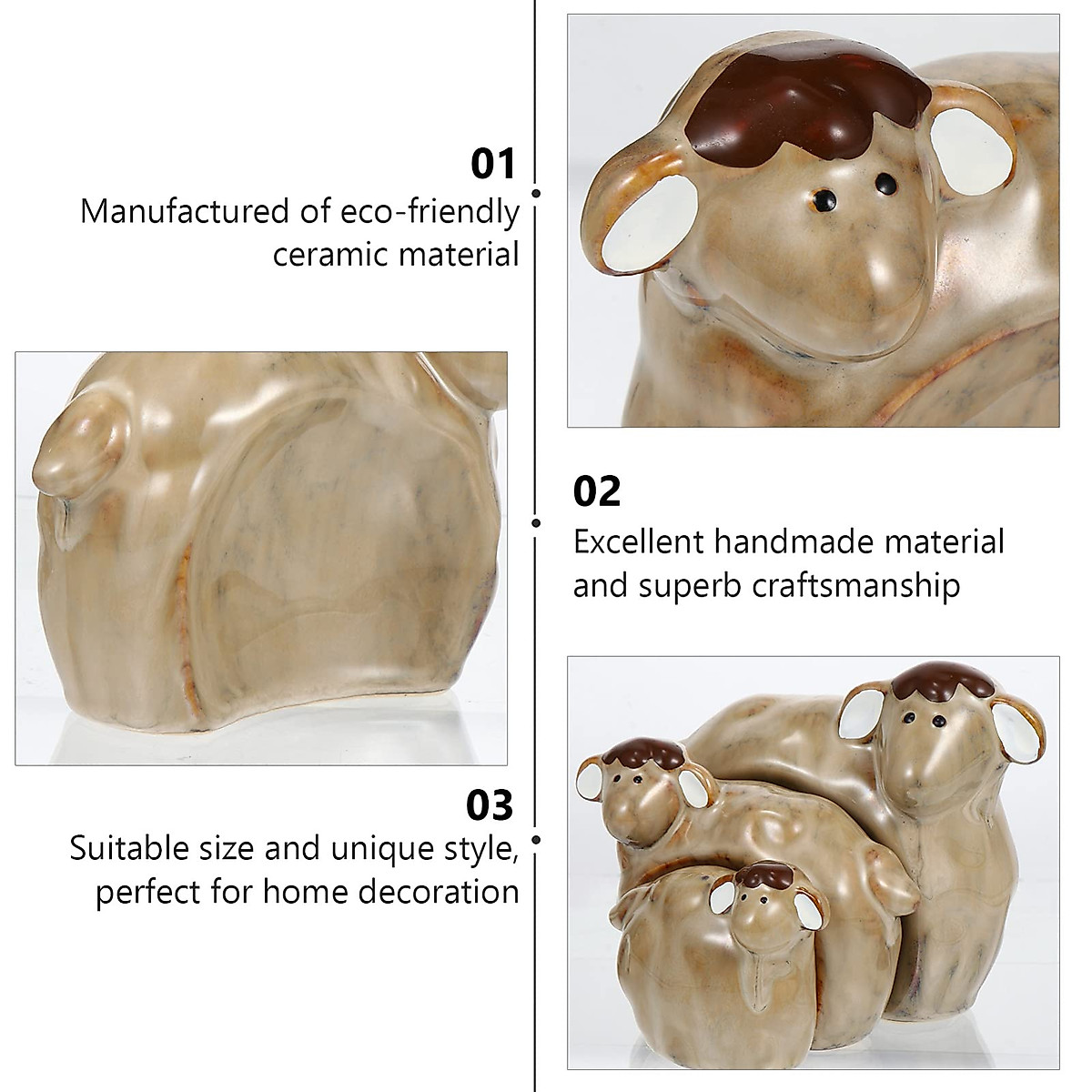 IMIKEYA Desk Topper Bee Mini 1 Set Sheep Decorative Ornaments Display Desktop Monochrome Glazed Porcelain Office Lotus Tealight Candle Holder Office Decor