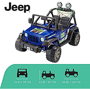 Power Wheels Ride-On Toy Gameday Jeep Wrangler Battery-Powered Vehicle with Sounds, Sports Net & 3 Balls, Preschool Kids Ages 3+ Years​