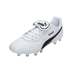 PUMA Men's KING TOP FIRM GROUND Soccer Cleat, Puma White-Puma Black-Puma White, 12