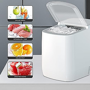 Ice Maker Countertop with Self-Cleaning, 45lbs/24H, 2 Sizes of Bullet-Shaped Ice in 6 Mins, Compact Ice Machine with Ice Scoop/Basket, Perfect for Home Kitchen Party Camping Bar Office
