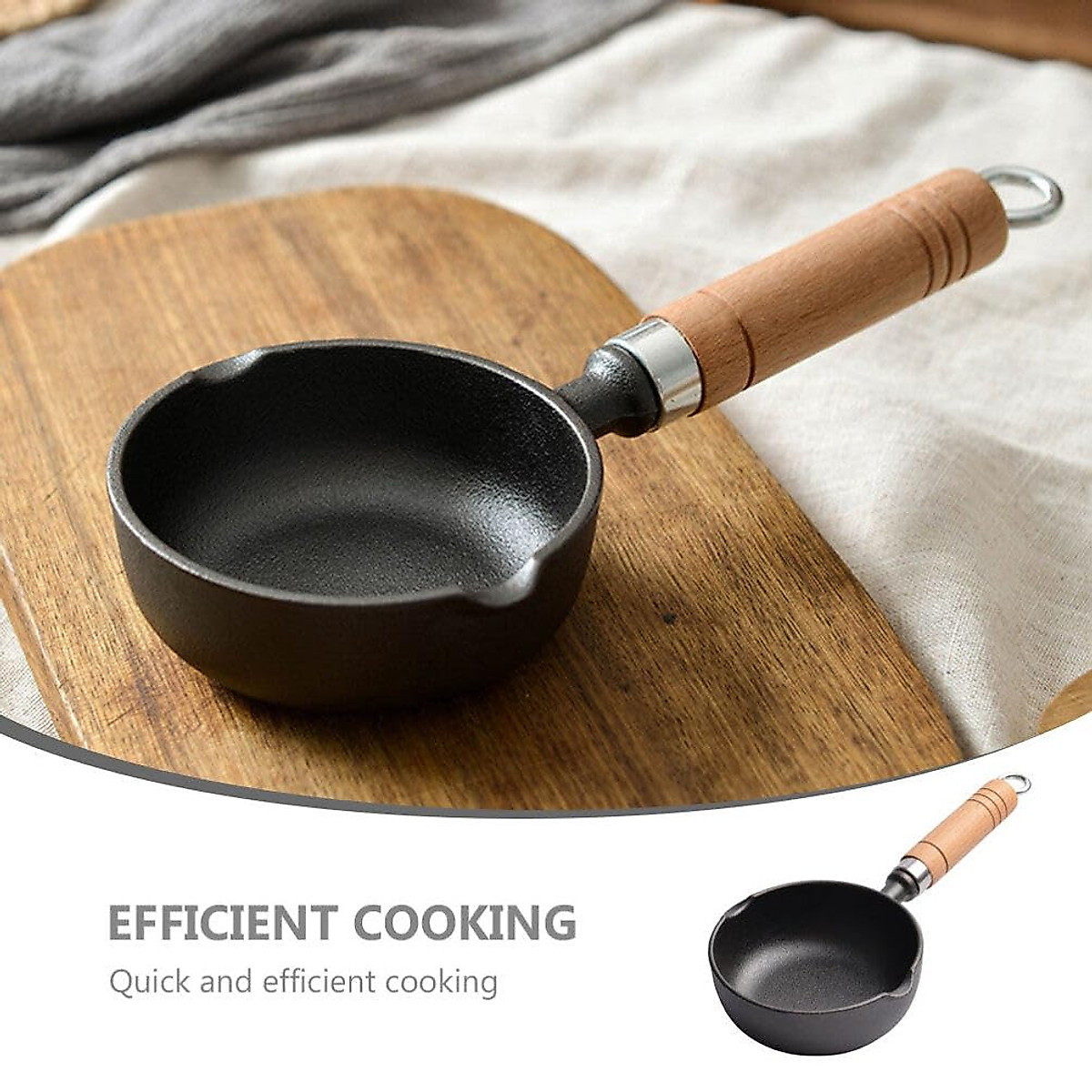 DEARMAMY Wok Small Metal Sauce Pot Iron Sauce Pan Pot with Spout Kitchen Sauce Pan Butter Melting Pot Oil Boil Pot Iron Pan Milk Warm Pan Butter Warmer Pot Metal Sauce Pot with Handle