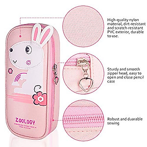 Firesara Pencil Case, Large Capacity Pen Case Pencil Bag Pouch Pen Pencil Marker Stationery Organizer with Zipper Big Storage Compartments for Teen Boys Girls Students School Office (Pink)