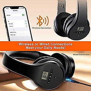 Portable Rechargeable FM Radio Headphones Bluetooth Earmuffs, Transistor Radios with Best Reception, Wireless Radio Headset Built-in Mic, Support TF Card. Walkman Radio for Mowing,Jogging, Working