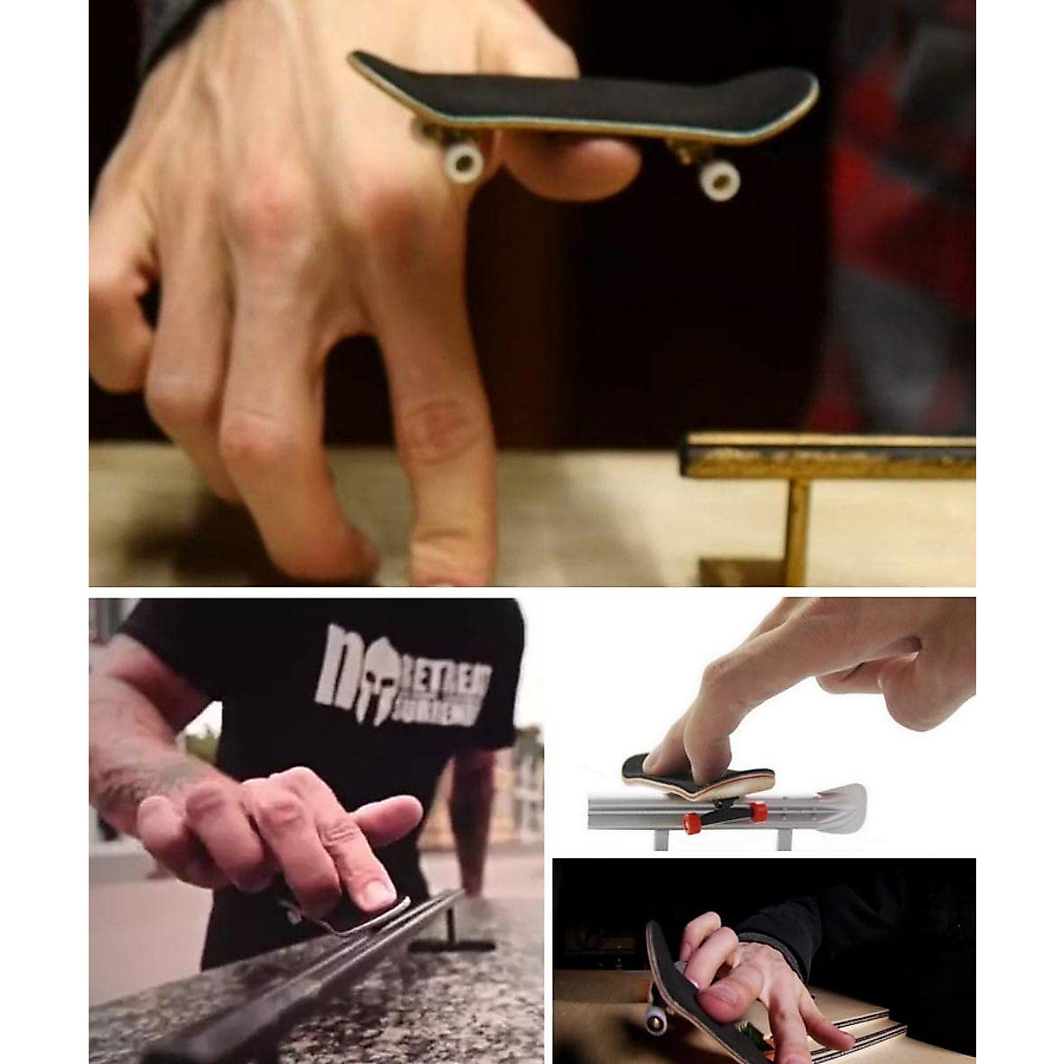 Combort 1Pc Finger Skateboards Fingerboards Sets, Maple Wooden+Alloy Fingerboard Finger Skateboards with Box Reduce Pressure Kids Gifts(Black)