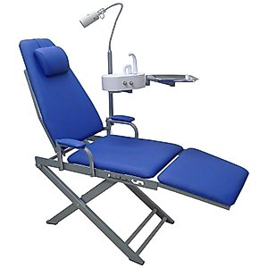 Portable Folding Mobile Chair with LED lamp and Tray + Waste Basin Blue