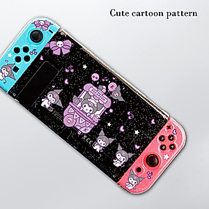 PERFECTSIGHT Glitter Little Devil Rabbit Protective Case for Nintendo Switch 6.2 inch, Cute Bling Clear Soft TPU Slim Cover, Kawaii Dockable Case for NS Console and Joy-Con Controller - Anti-Scratch