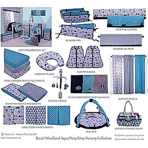 Bacati Woodlands Boys Cotton Collapsable Hamper, Aqua/Navy/Grey