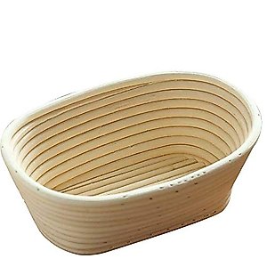 Autobestown Rattan Bread Basket,Proofing Baskets for Bread Baking,Oval Banneton Bread Basket,Natural Rattan Fermentation Fruit Tray Dough Storage (8.3x6x3inches)