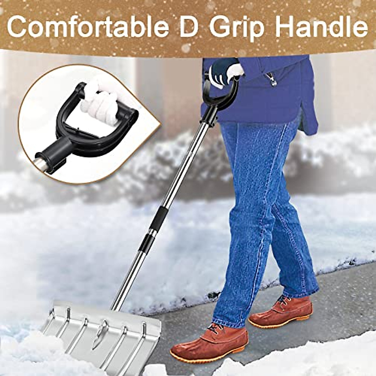 Snow Shovel Handle Replacement, D Grip Spade Shovel Handle 32 30 28mm Adjustable Inner Diameter Snow Shovel Replacement Handle for Digging Raking Gardening Tool