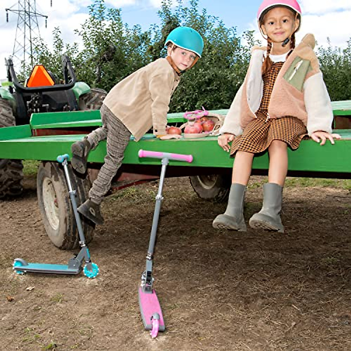 Jetson Scooters - Leo Kick Scooter (Blue) - Collapsible Portable Kids Push Scooter - Lightweight Folding Design with High Visibility RGB Light Up LEDs Wheels and Adjustable Height Handlebars