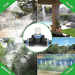 Misting Cooling System Automatic Irrigation Kit with 32.8ft (10M) 4/7'' Tubing + 12 Misting Nozzle, Outdoor Cooling System for Waterpark Swimming Pool Parasol Trampoline, Plant Watering Kit for Patio Garden Lawn Greenhouse