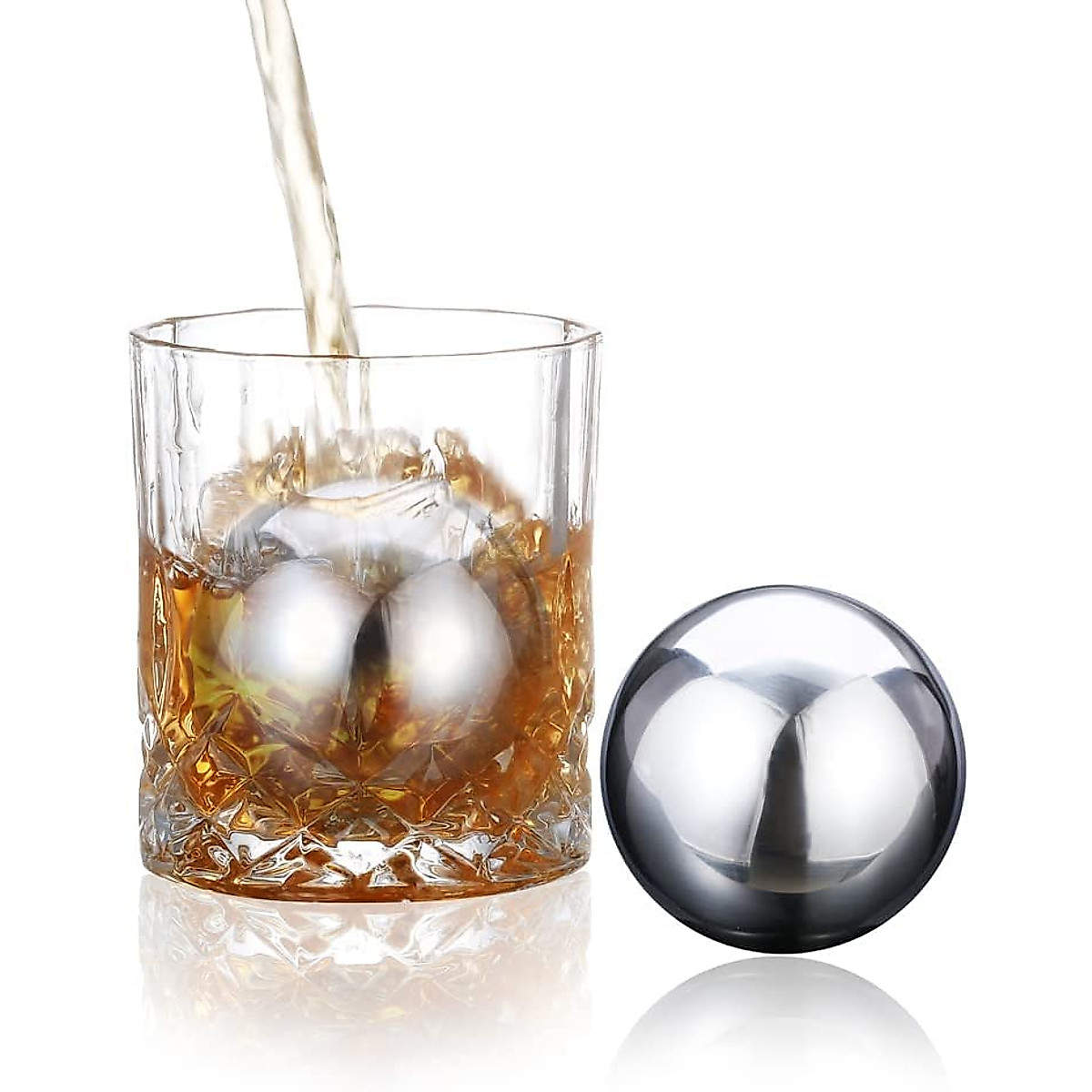 Whiskey Stones Gift Set Old Fashioned Whiskey Glasses Set of 4 with Stainless Steel Ice Cube