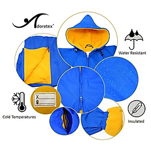 Adoretex Unisex Swim Parka Water Resistant Warm Coat Water Sports Swim Parka for Adults & Kids-PK005-Navy/Black-AXS