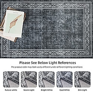 Zacoo Rug, 8x10 Modern Bordered Area Rug for Living Room Indoor Non Skid Rubber Backed Area Rugs Soft Low Pile Bedroom Rug Foldable Throw Carpet Machine Washable Floor Cover Office Accent Rug, Grey
