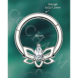 COCHARM Dragonfly Septum Rings for Women 16g Cute Septum Piercing Jewelry 8mm Stacked Daith Earrings 8mm Daith Hoop Rings Daith Piercing