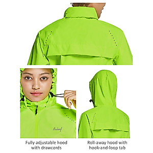 BALEAF Women's Rain Jackets Waterproof Windbreaker Windproof Lightweight Running Cycling Jackets Reflective Packable Hooded Yellow M