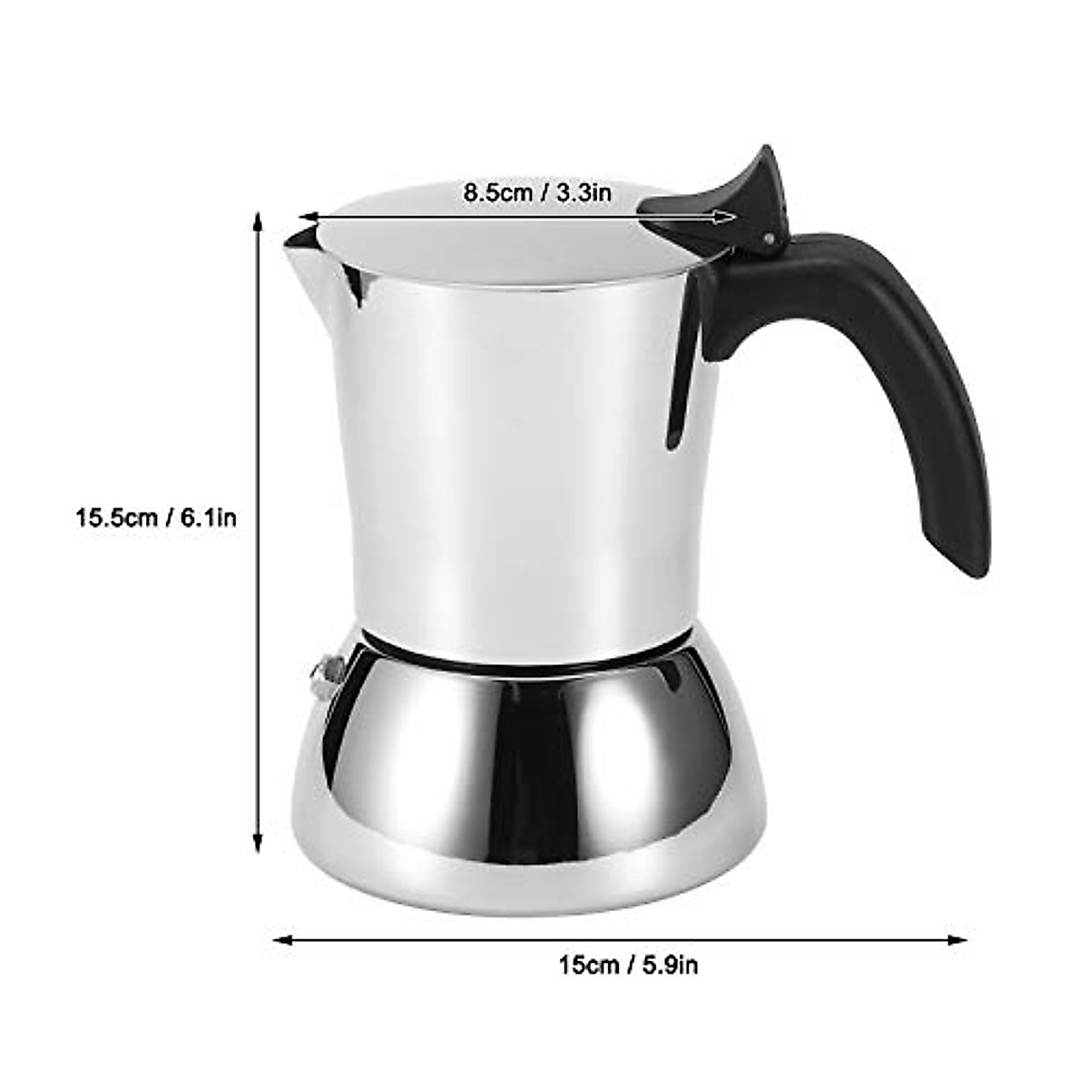 Zerodis Stovetop Espresso Maker color Stainless Steel Thermal Coffeemaker 4 Cup Stainless Steel Coffee Maker and Moka Pot Classic Italian style Black Espresso Coffee Pot