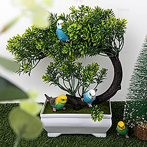 AUEAR, 4 Pack Bird Decorative Figurines, Mini Cute Fake Parrot Bird Parakeet Animal Model Toys Home Decor Garden Cake Decoration