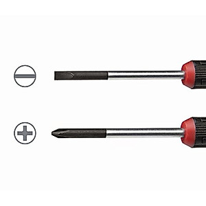 STEELMAN Precision Steel Shaft 6-Piece Long Electronics Screwdriver Set, Variety of Slotted/Phillips Sizes, Swivel-Head, Magnetic Tips