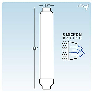 AquaticLife Inline Carbon Block Aquarium Water Filter Replacement Cartridge for RO Buddie and Reverse Osmosis Tank Kit