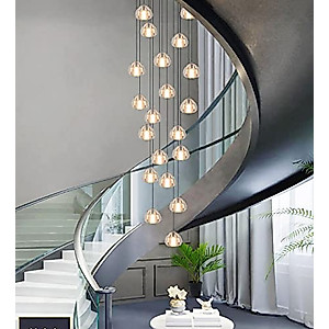 L157in Modern Chandelier for High Ceiling Living Room Crystal Lights Pendants Light Enterway Foyer Chandeliers Lighting Fixture Chrome Light 20-Lights LED Light Bulbs Included