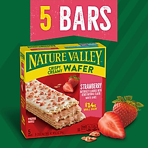 Nature Valley Strawberry Crispy Creamy Wafer Bars, Made With Whole Grain, 5 Bars, 6.5 oz Box