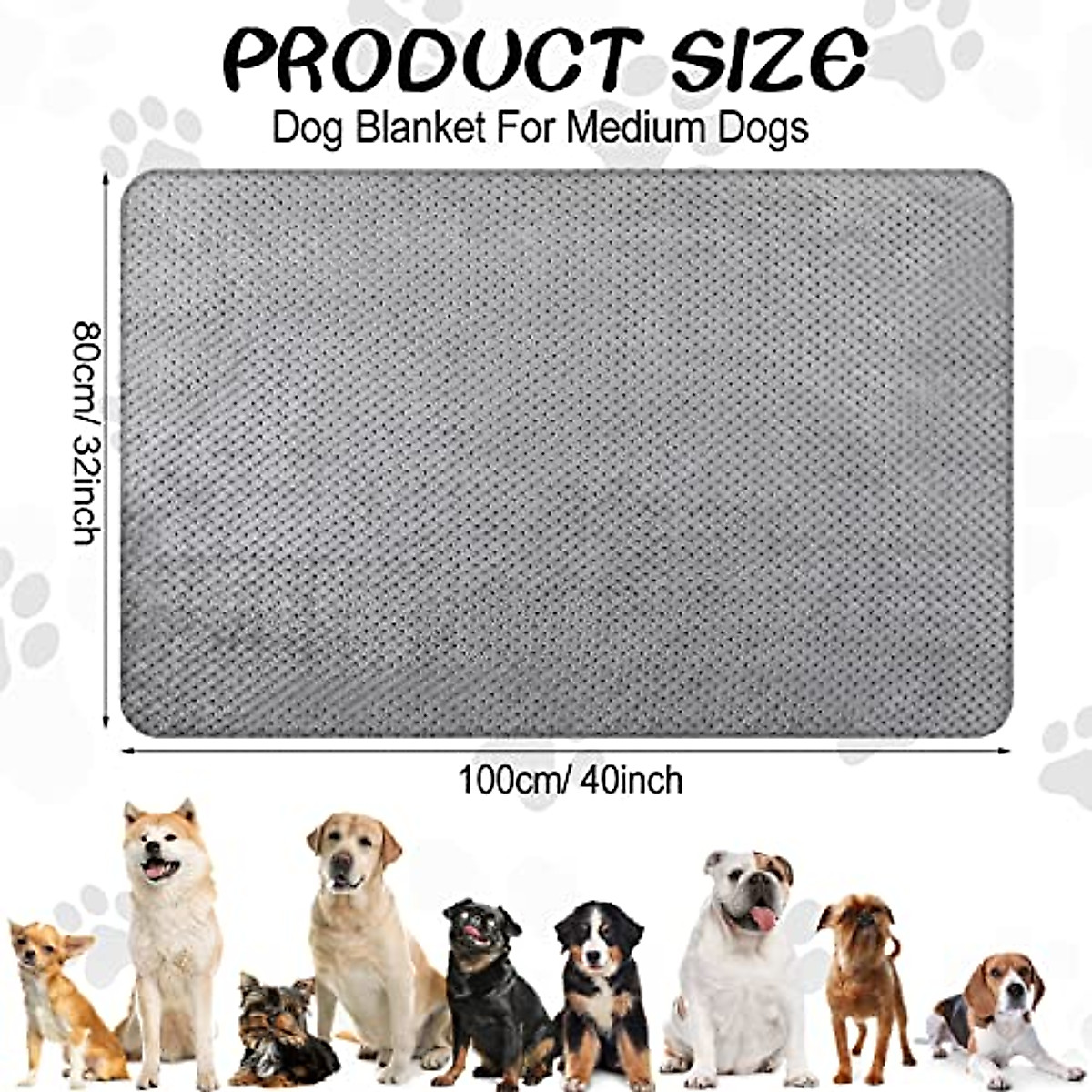 2 Pcs Pet Blanket Flannel Double Layer Dog Cat Blanket Soft Warm Fleece Blankets for Pets Puppy Kitten, Fluffy Cozy Cat Thick Throw Blanket for Couch Bed Sofa Travel Camping (Gray,32 x 40 Inch)