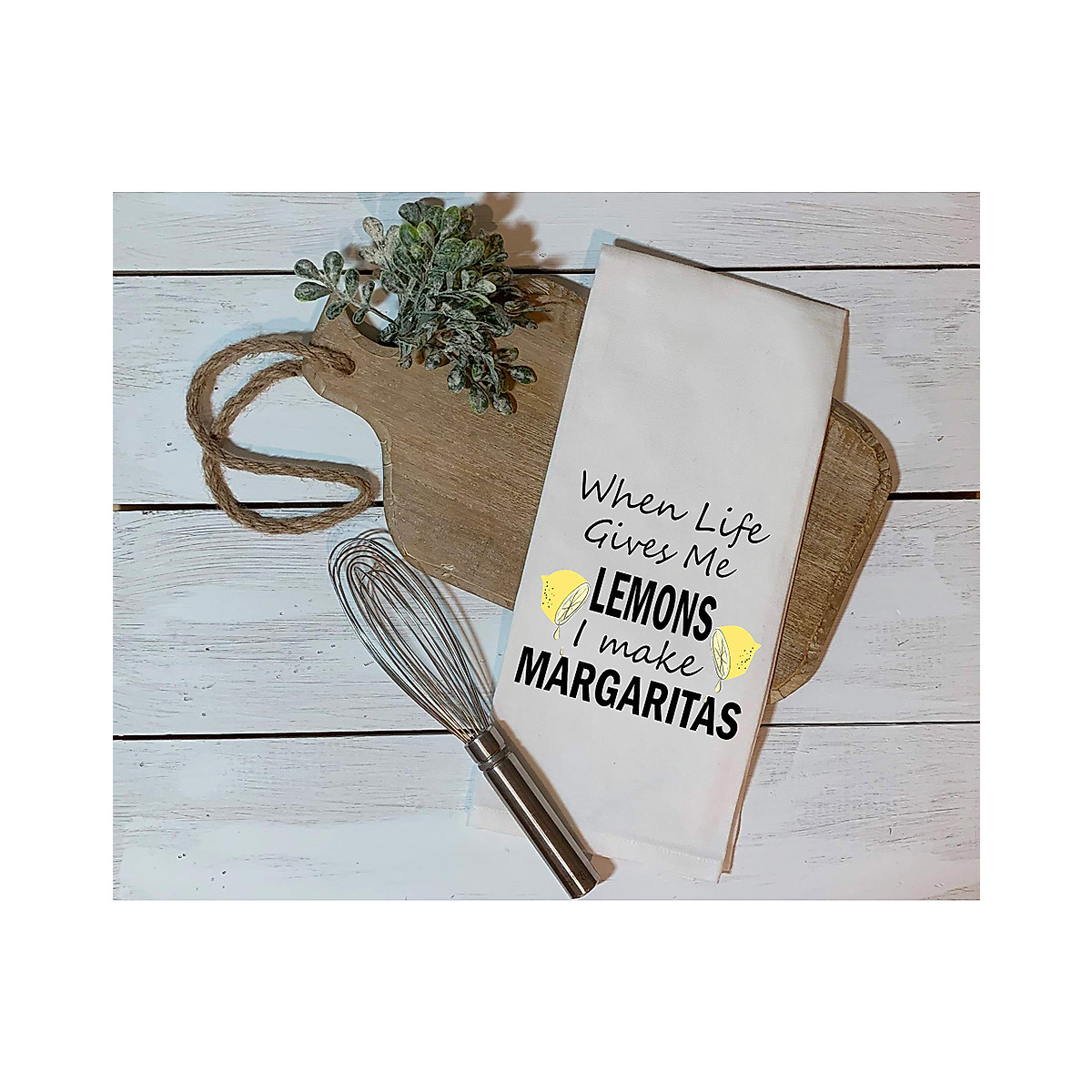 When Life give me Lemons i Make Margaritas - Dish Towel Kitchen Tea Towel Funny Saying Humorous Flour Sack Towels Great Housewarming Gift 28 inch by 28 inch, 100% Cotton, Multi-Purpose Towel