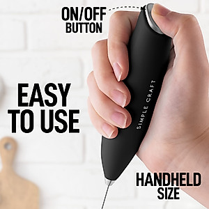 Simple Craft Milk Frother Handheld Drink Mixer - Mini Coffee Frother Electric Handheld Foamer With Stainless Steel Whisk & Stand - Portable Frother Electric Whisk For Coffee, Latte, Matcha (Black)