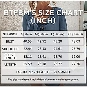 BTFBM Women Waffle Knit Shirts V-Neck Long Sleeve Casual Slouchy Loose Blouses Plain Faux Button Lightweight Pullover (Blue, X-Large)