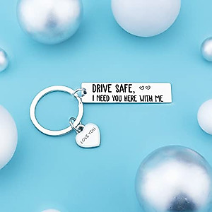 Christmas Gift For Stocking Stuffer Men Women Drive Safe Keychain Gifts for Men Boyfriend - I Need You Here With Me Driver Keyring From Daughter Son Wife Girls Birthday Christmas Anniversary